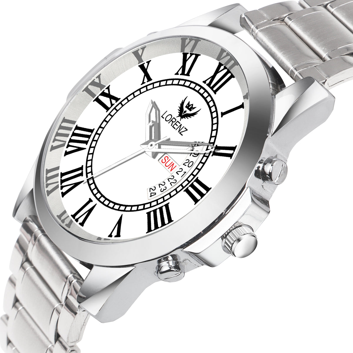 Lorenz Men S White Dial Day Date Analog Watch Lorenz Fashion